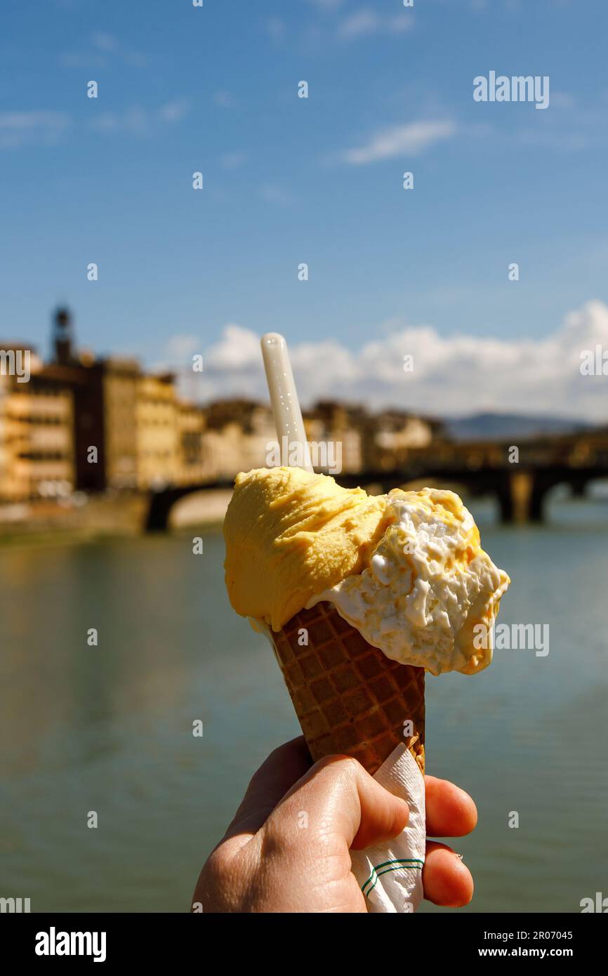 Italian gelato cone in Florence Stock Photo - Alamy