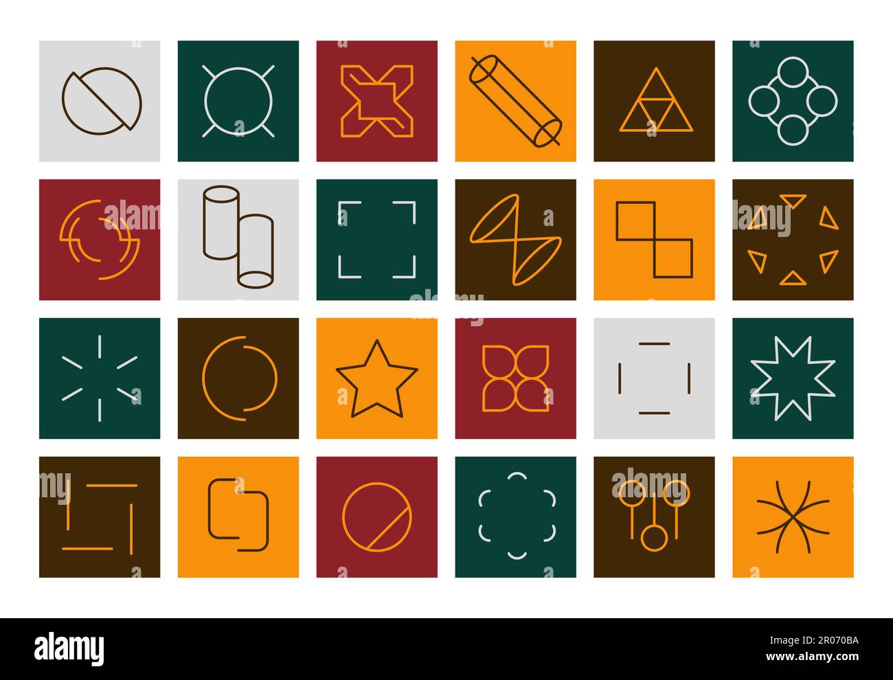 Brutalism line shapes. Geometric grid lines of various forms and shapes, modern art triangle ...