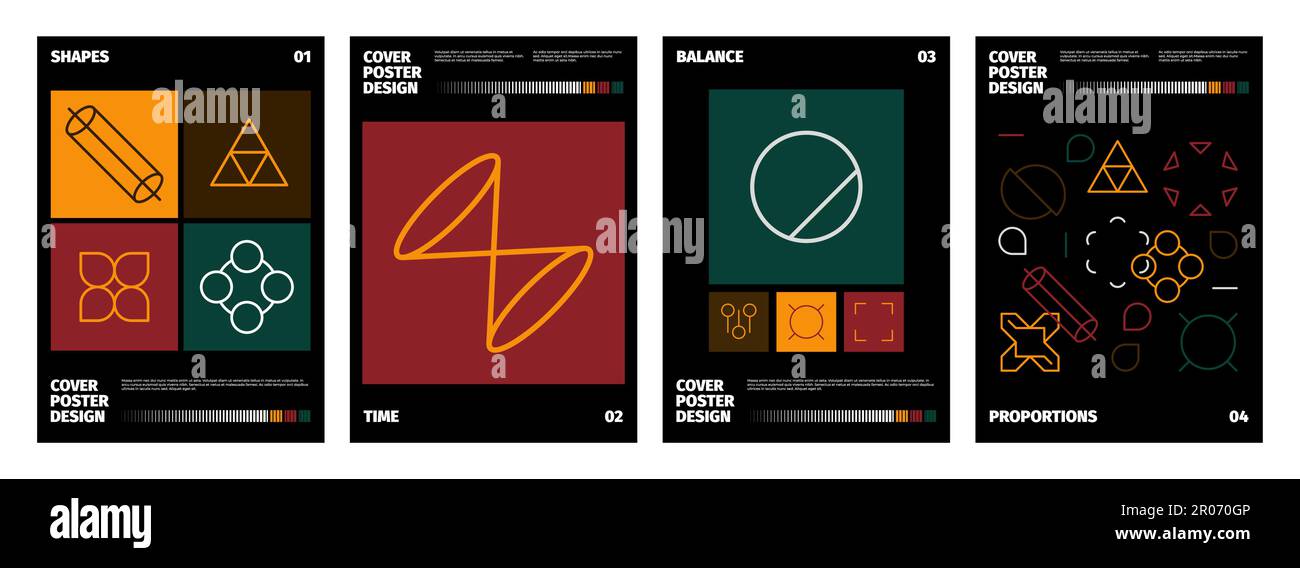 Modern brutalist covers. Abstract minimalistic modern typography ...