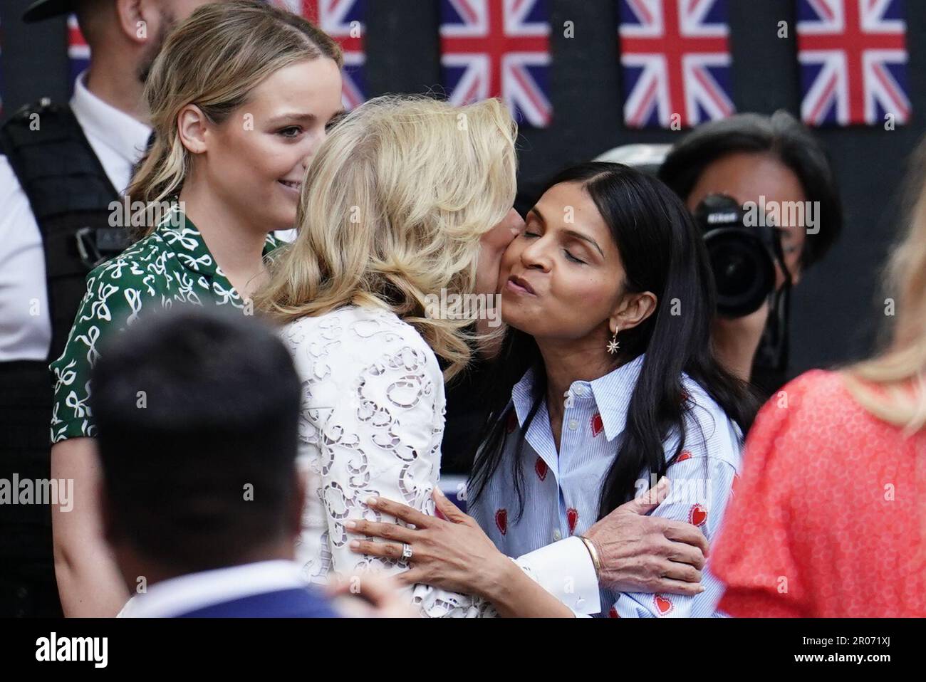 Prime Minister Rishi Sunak's wife, Akshata Murty (right) greets First ...