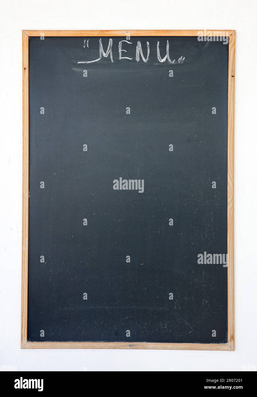Menu board empty blank, blackboard with wooden frame background ...