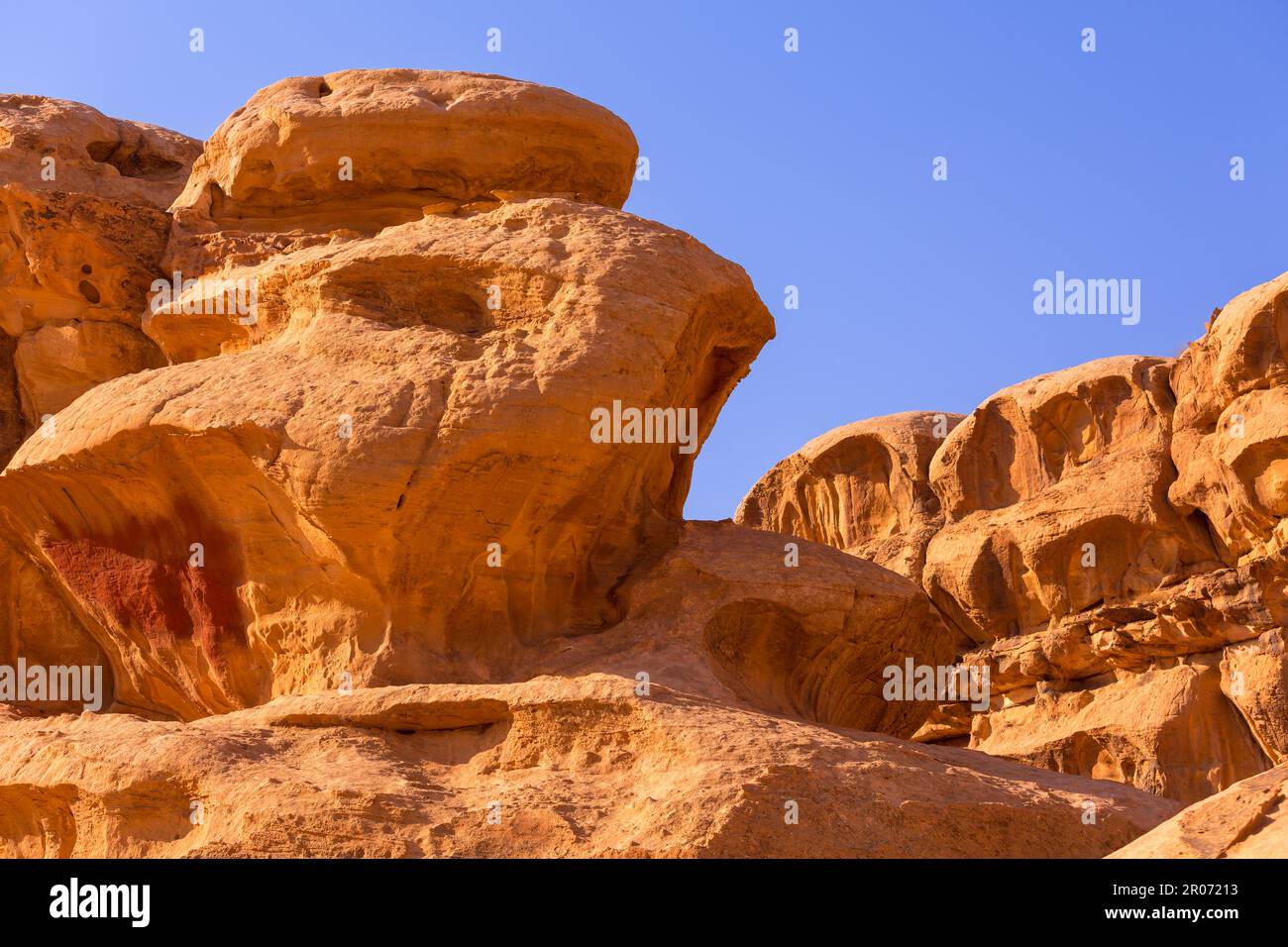 Wadi Rum, Jordan beautiful view of orange mountain sandstone rocks ...