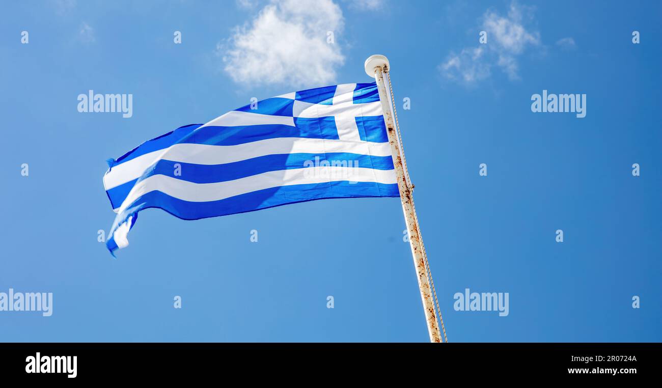 Greece sign symbol. Greek national official flag in blue and white on ...