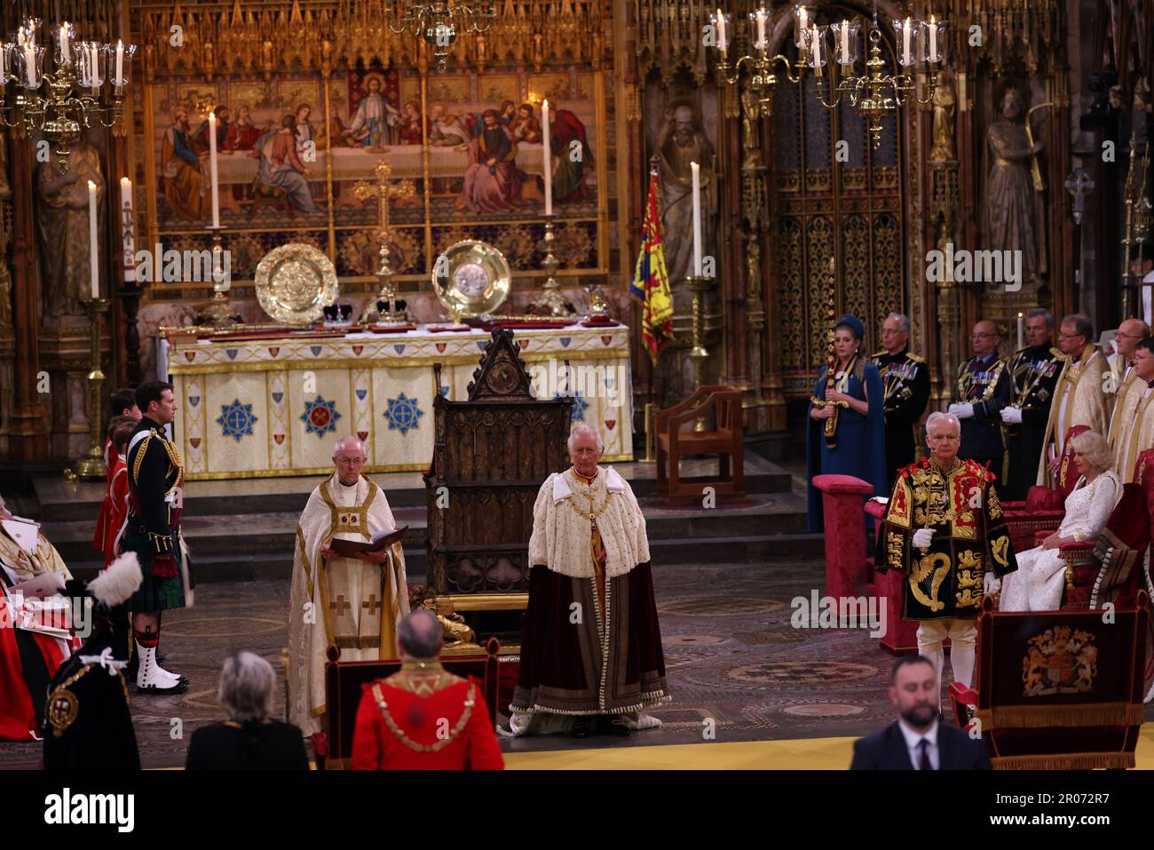 King Charles III during his coronation at Westminster Abbey, London ...