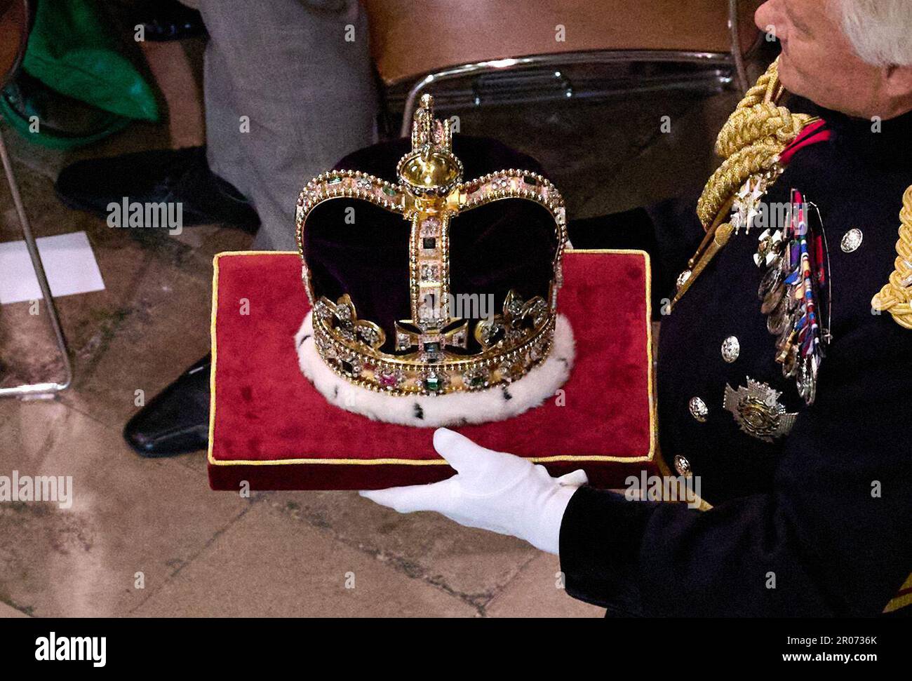 Nicholas Lyons, Lord Mayor of the City of London carries the St Edward ...