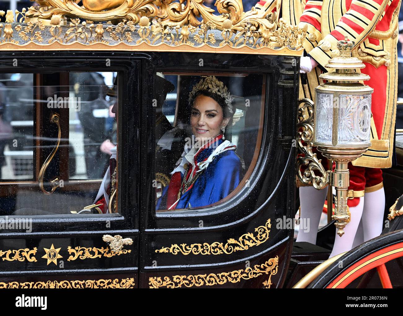 The Princess of Wales as the Coronation Procession makes its way along ...