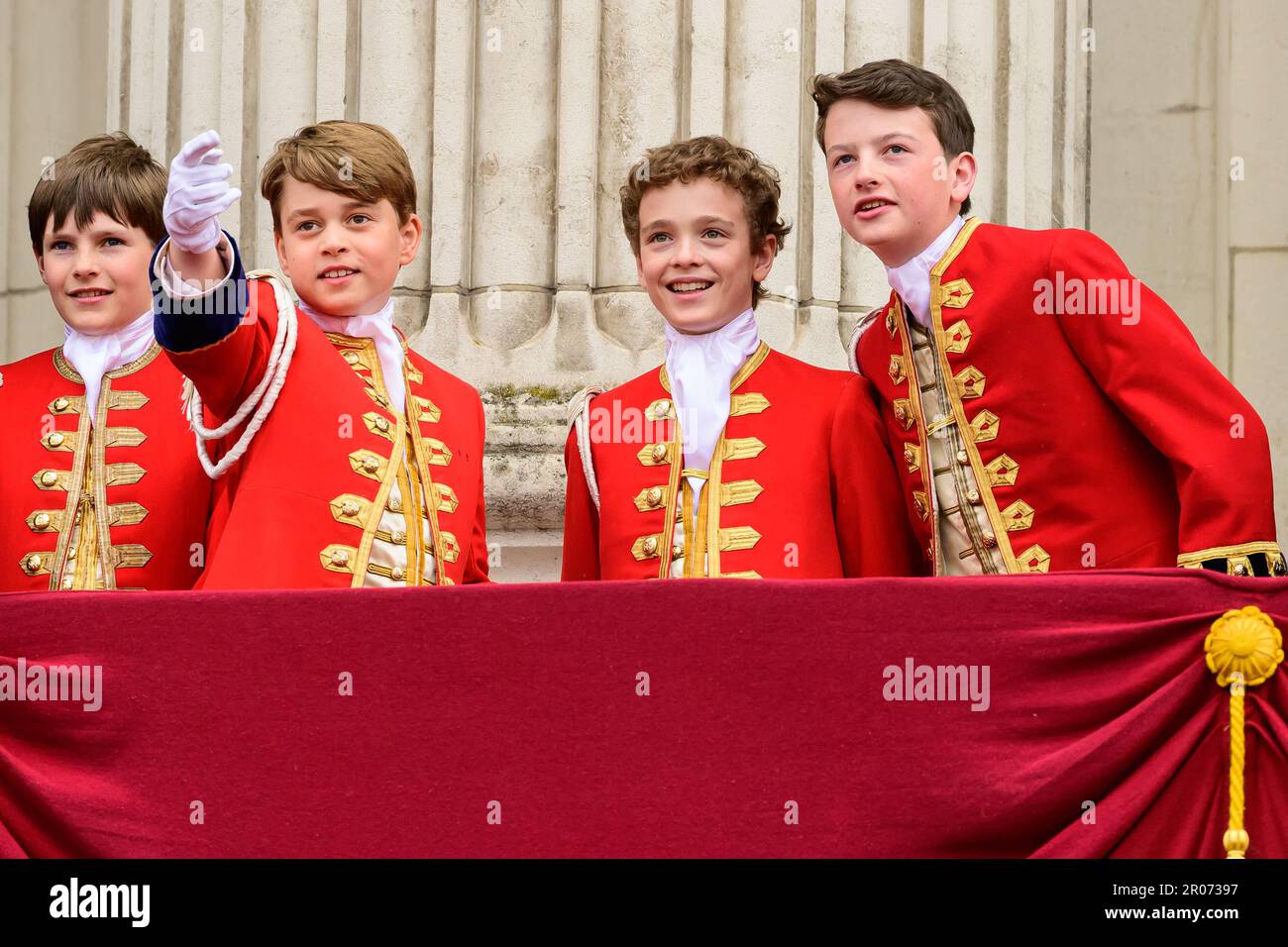 (left to right) Page of Honour Lord Oliver Cholmondeley, Prince George ...
