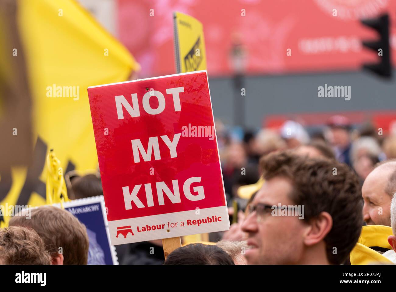 Labour for a republic placard at a 'Not my King' protest during the ...