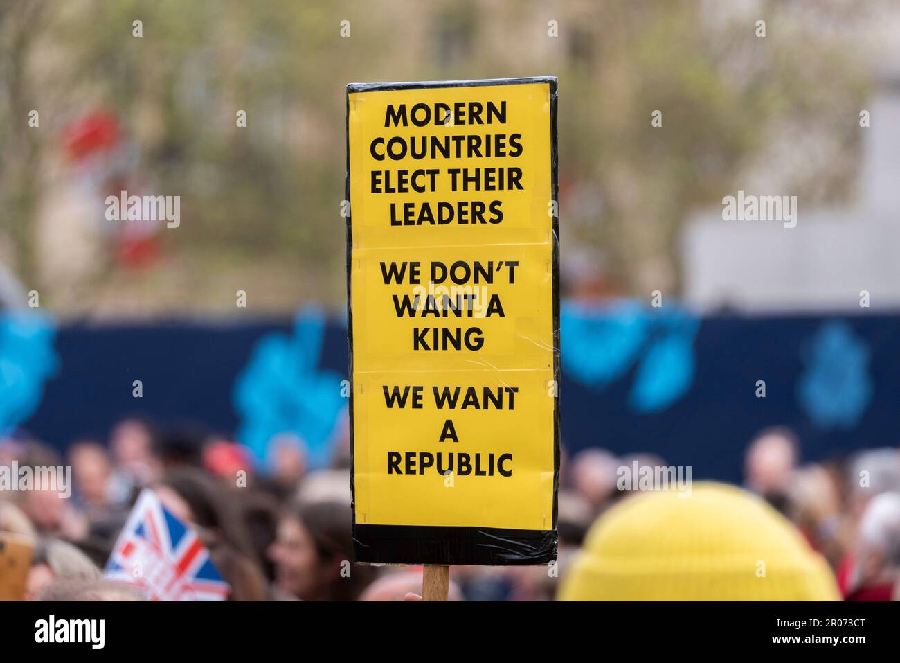 Protest placard at a 'Not my King' protest during the coronation of ...