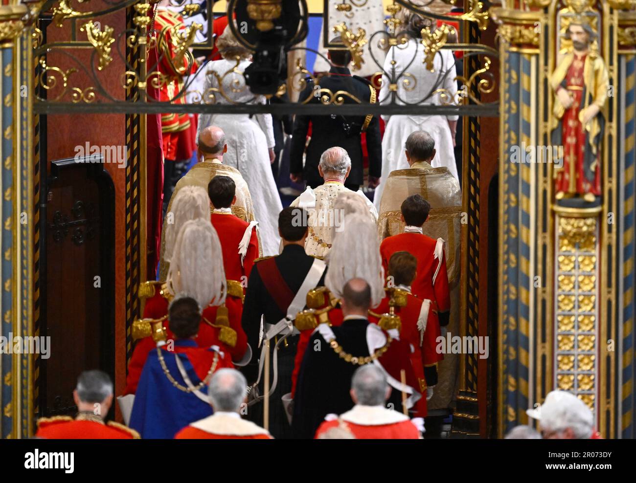 King Charles III enters Westminster Abbey in London, for his coronation ...