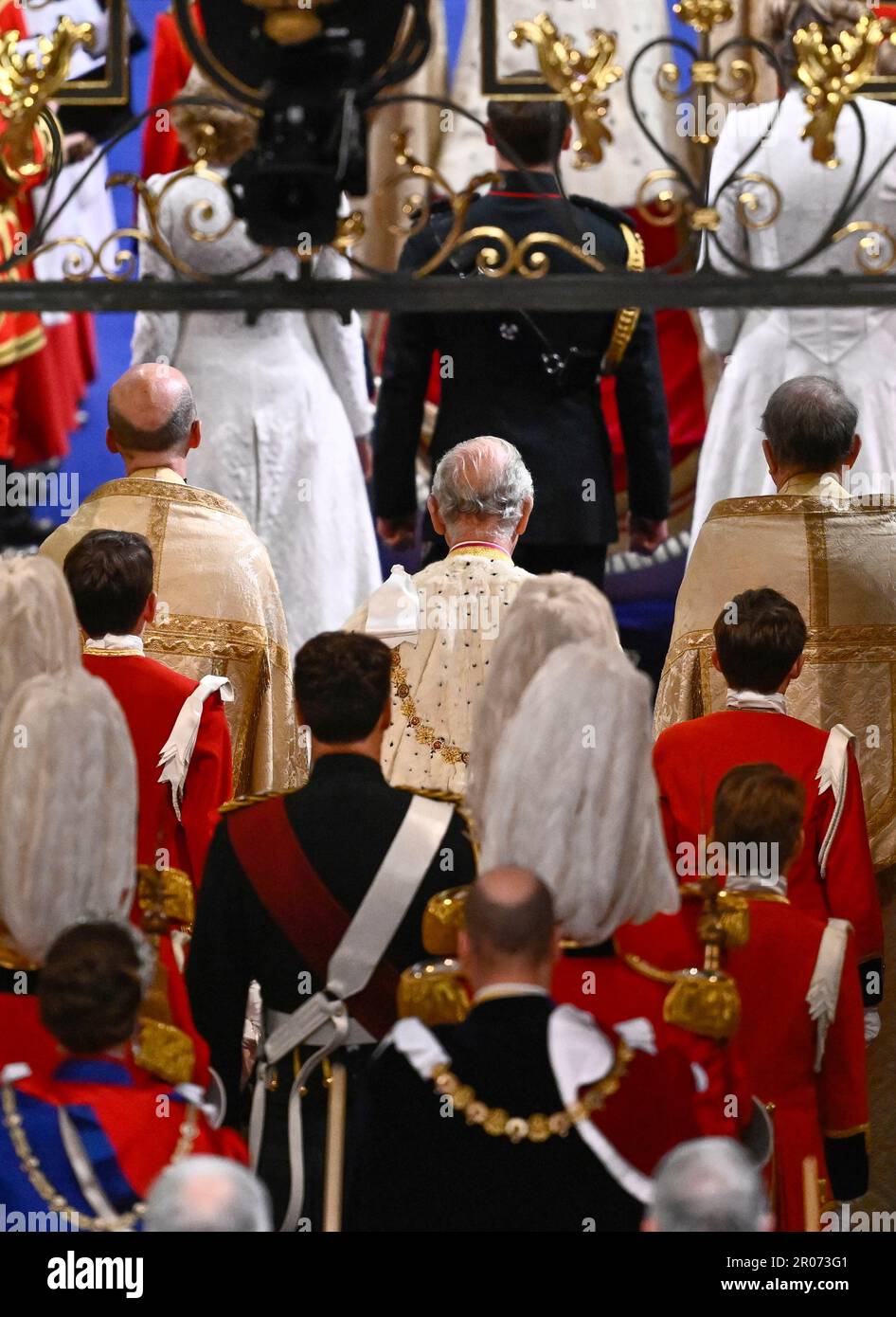 King Charles III enters Westminster Abbey in London, for his coronation ...