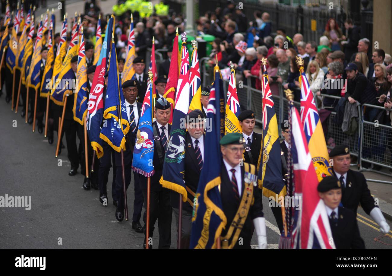 Flag bearers of the Royal British Legion march in London ahead of the ...
