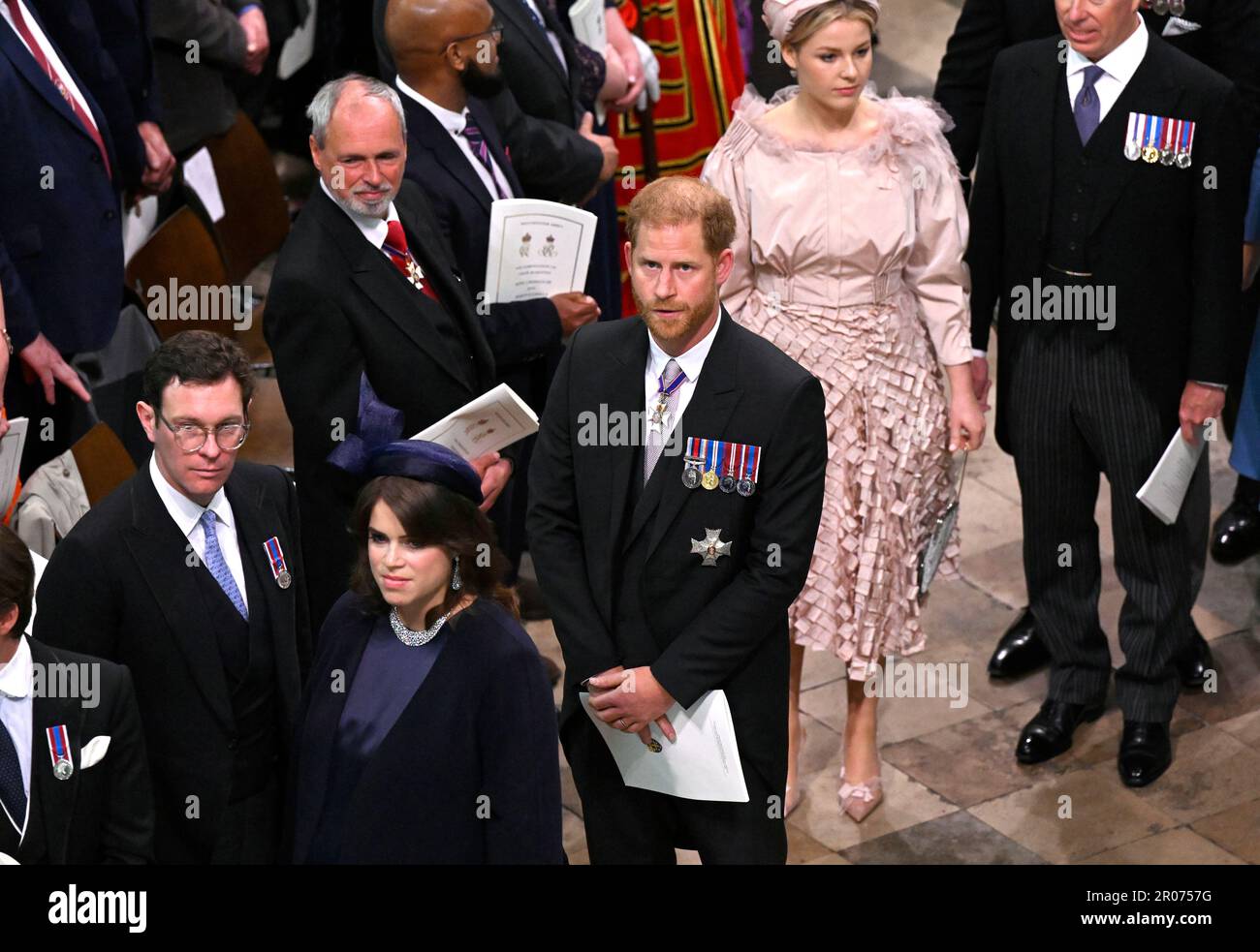 The Duke of Sussex leaving the coronation ceremony of King Charles III ...