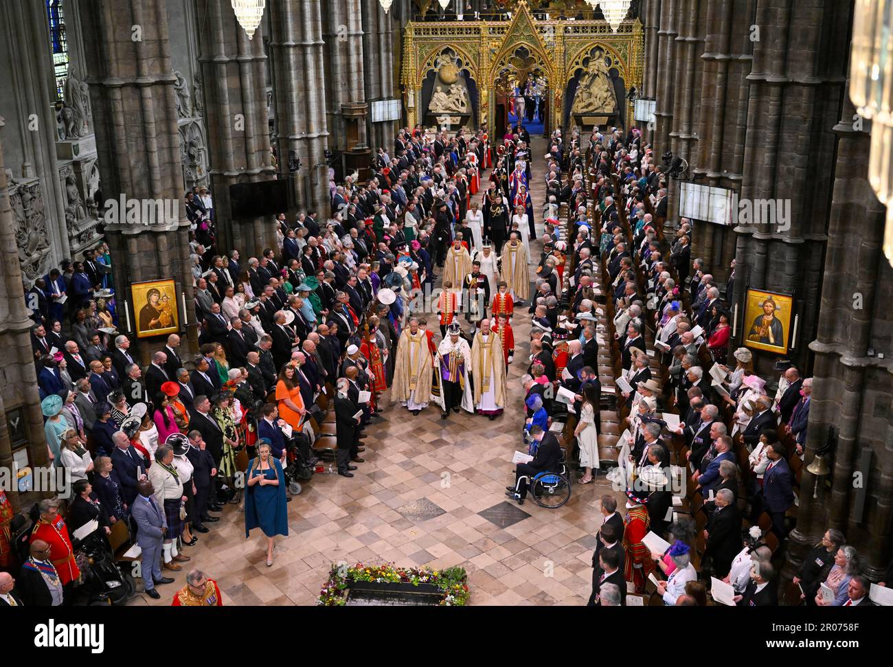 King Charles III, wearing the Imperial State Crown, leaves Westminster ...