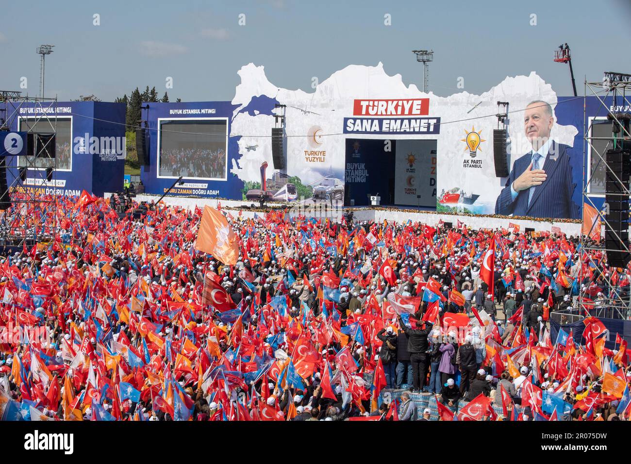 May 7, 2023: People attend the rally and wave the AK Party, Justice and ...