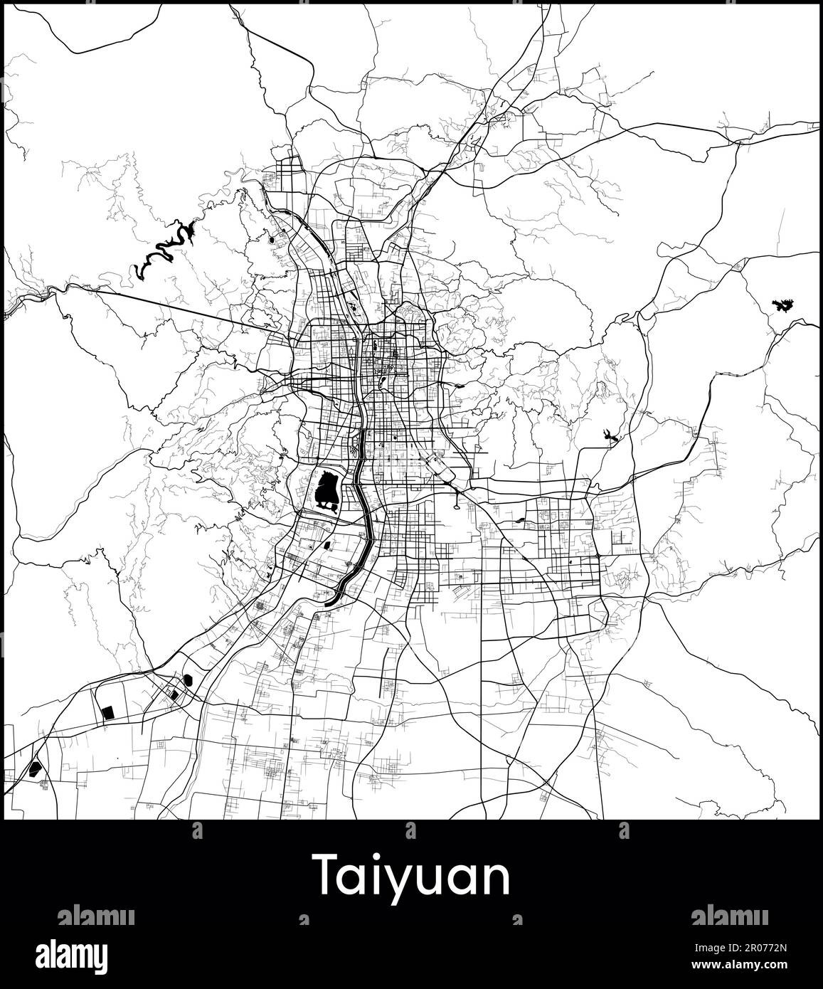 City Map Asia China Taiyuan vector illustration Stock Vector Image ...