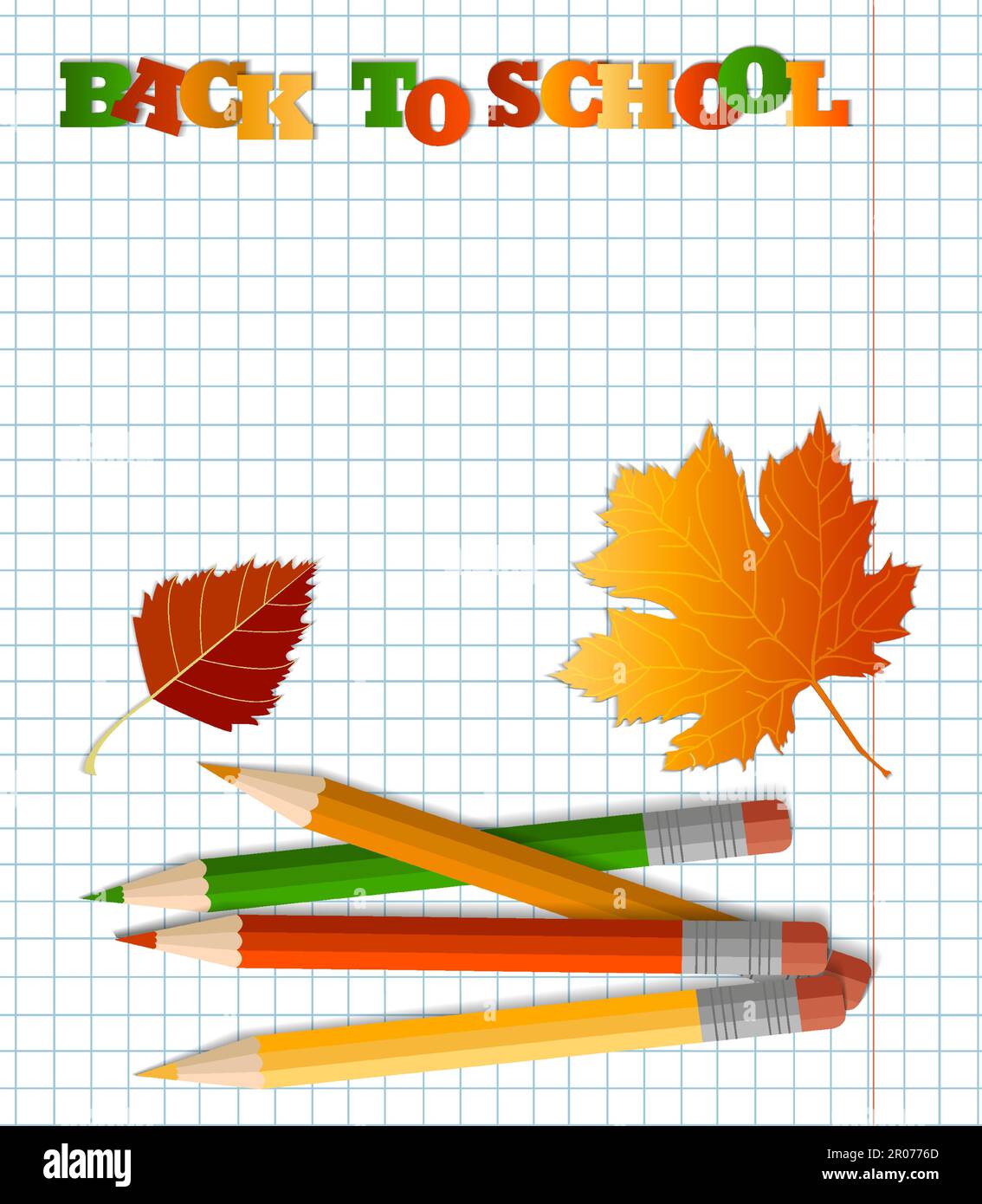 Colored pencils with an eraser, school supplies, stationery, a ...