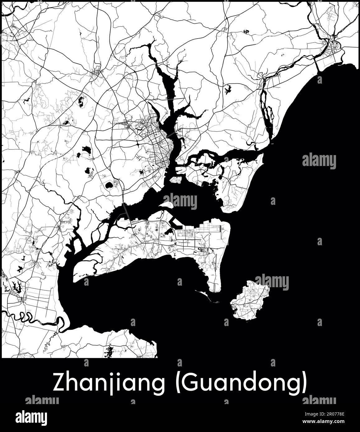 City Map Asia China Zhanjiang (Guandong) vector illustration Stock ...