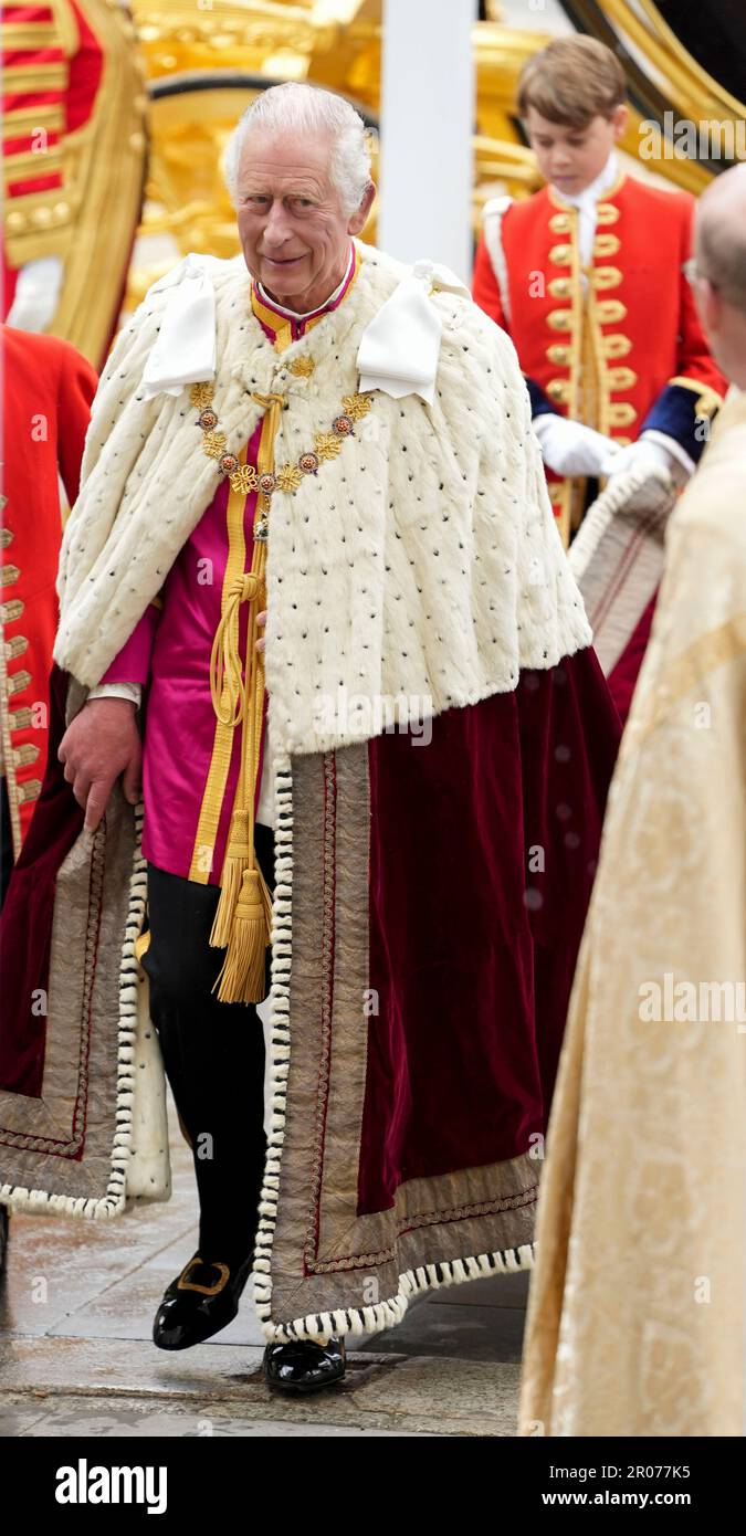 King Charles III arriving at Westminster Abbey, London, for their ...