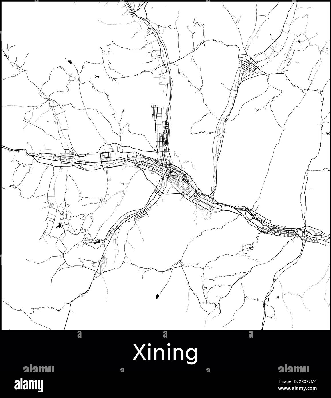 City Map Asia China Xining vector illustration Stock Vector Image & Art ...