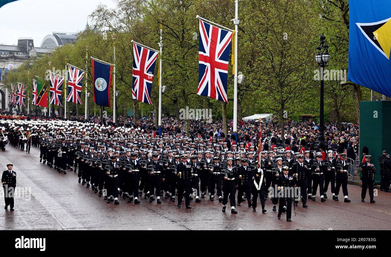 The King's Procession passes along The Mall for the coronation ceremony ...