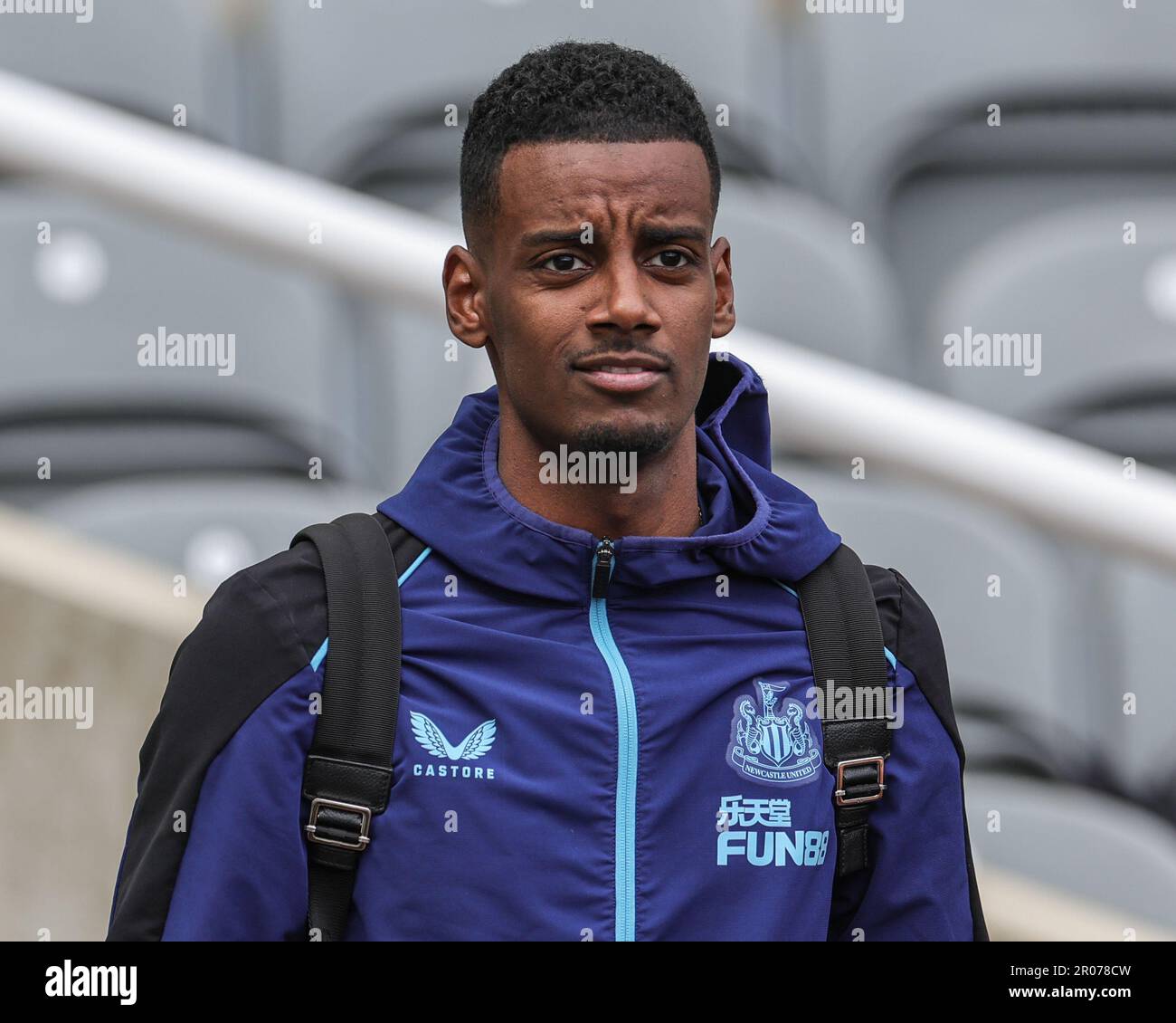 Alexander Isak #14 of Newcastle United arrives during the Premier ...
