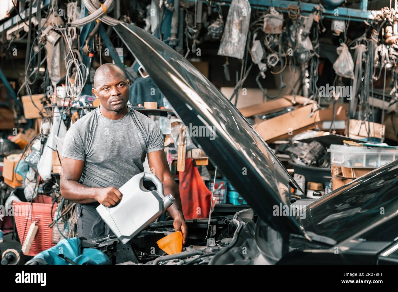 Auto mechanic diagnose and troubleshoots with tools and equipment ...