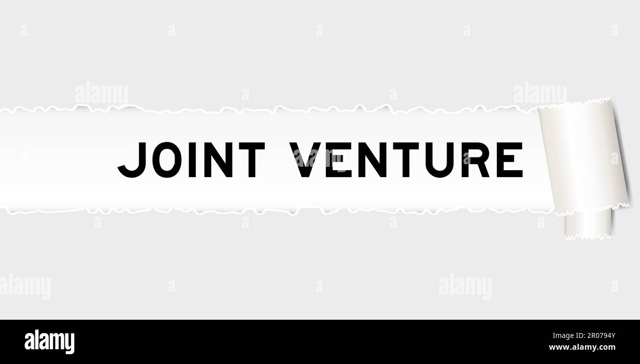 Ripped gray paper background that have word joint venture under torn ...