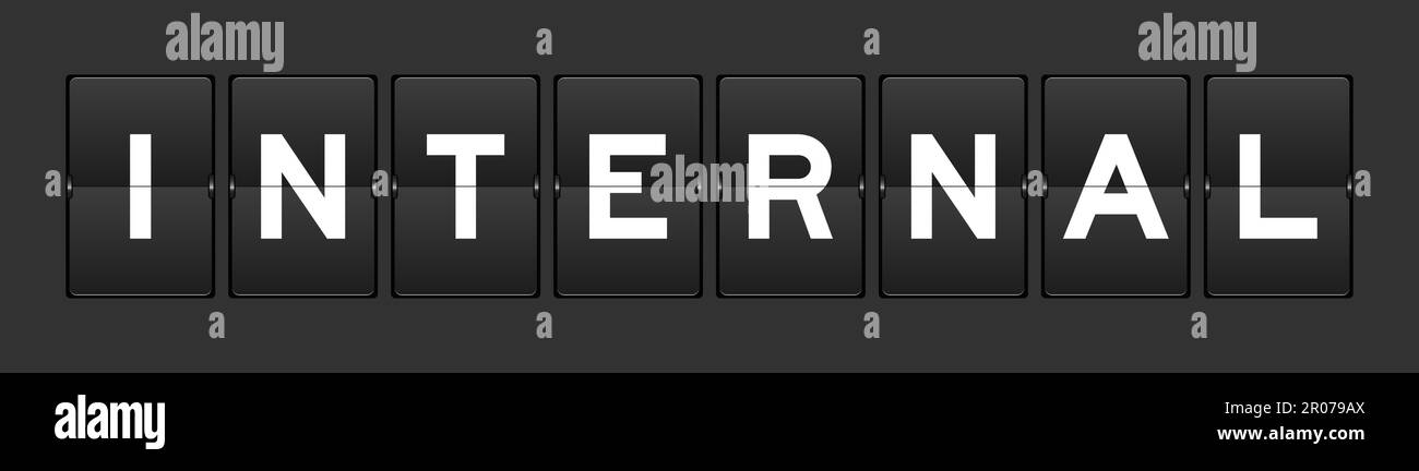 Black color analog flip board with word internal on gray background ...
