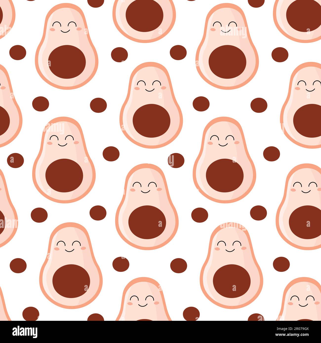 Pink girly avocado seamless pattern with smile. Cute and funny doodle ...