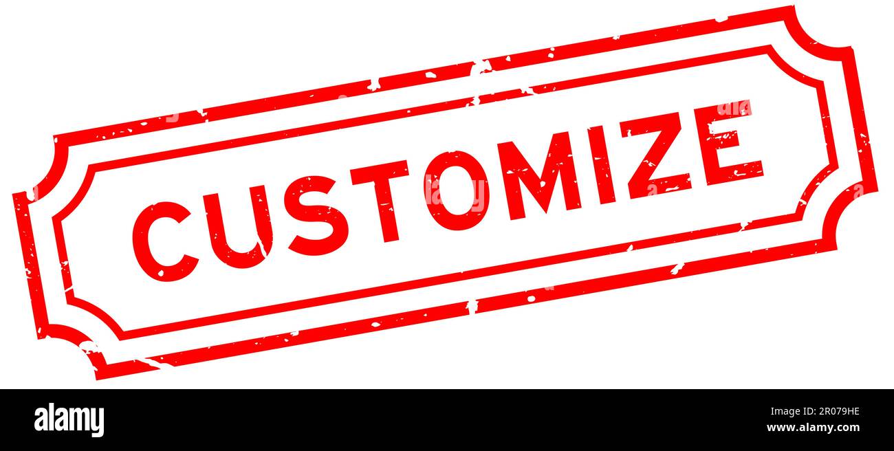 Grunge red customize word rubber seal stamp on white background Stock ...