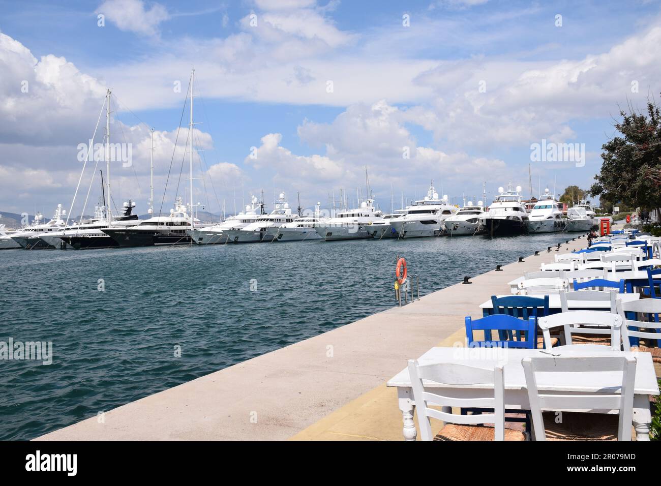 Flisvos Marina with yachts and sail boats docked, Athens riviera ...