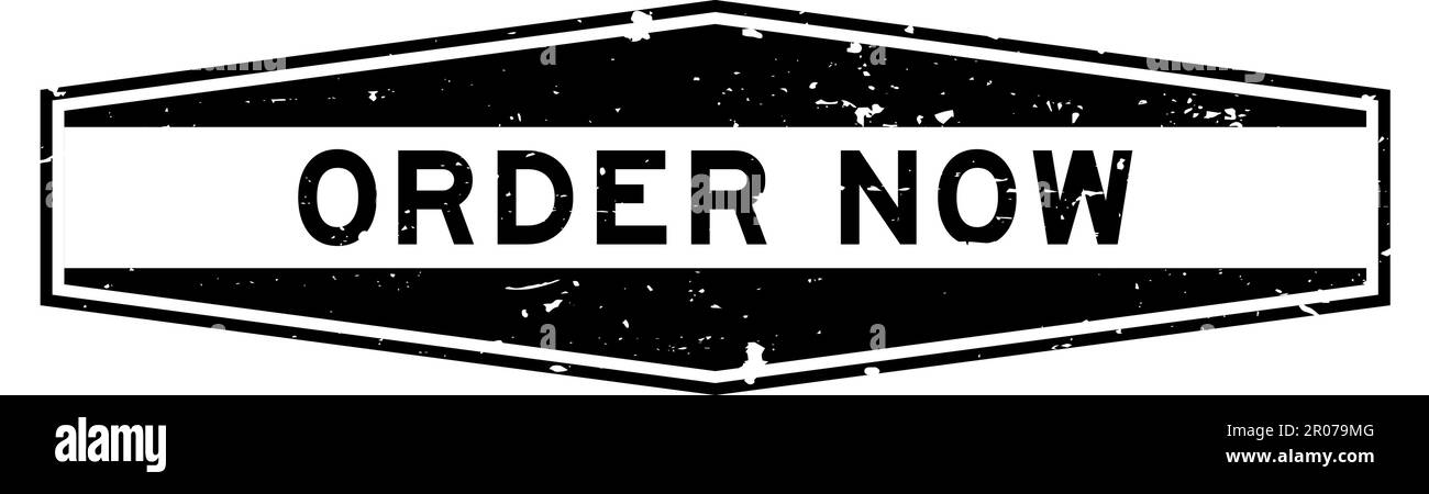Grunge black order now word hexagon rubber seal stamp on white ...