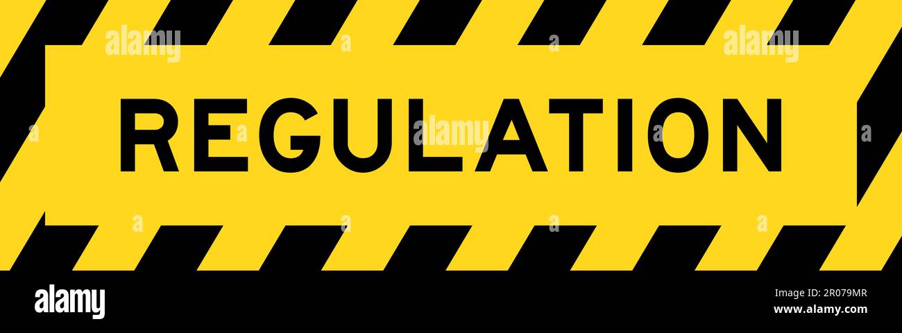 Yellow and black color with line striped label banner with word ...