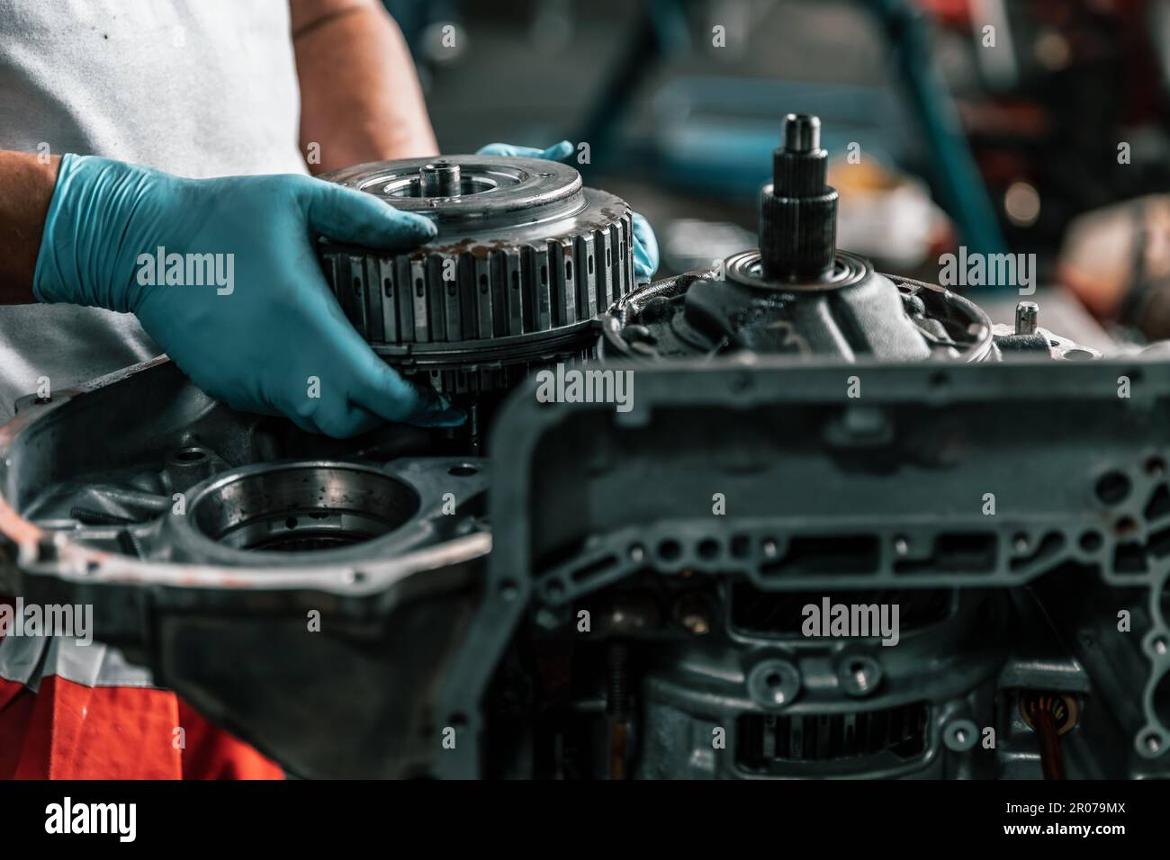 Auto mechanic diagnose and troubleshoots with tools and equipment ...