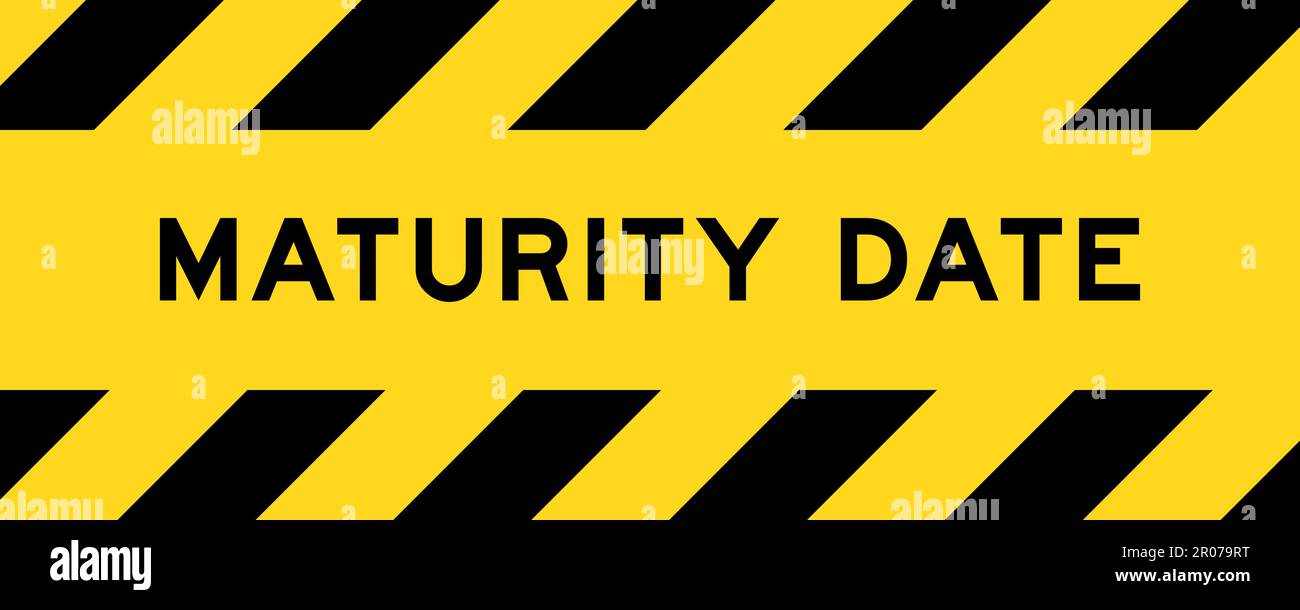 Yellow and black color with line striped label banner with word ...