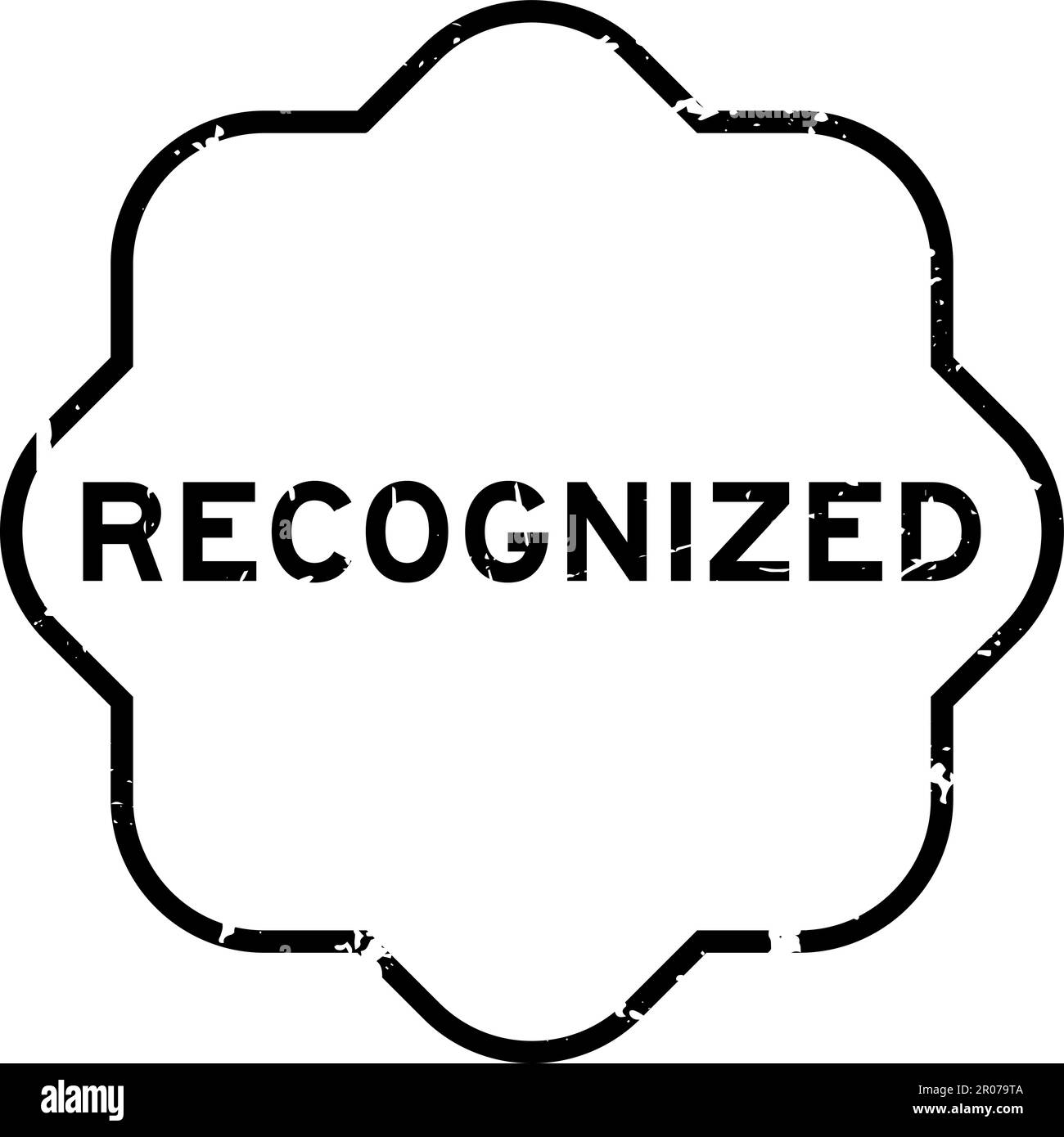 Grunge black recognized word rubber seal stamp on white background ...