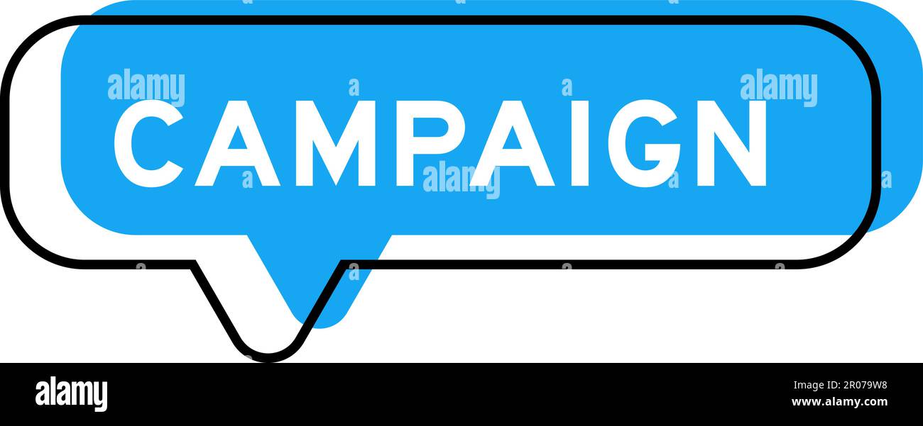 Speech banner and blue shade with word campaign on white background ...