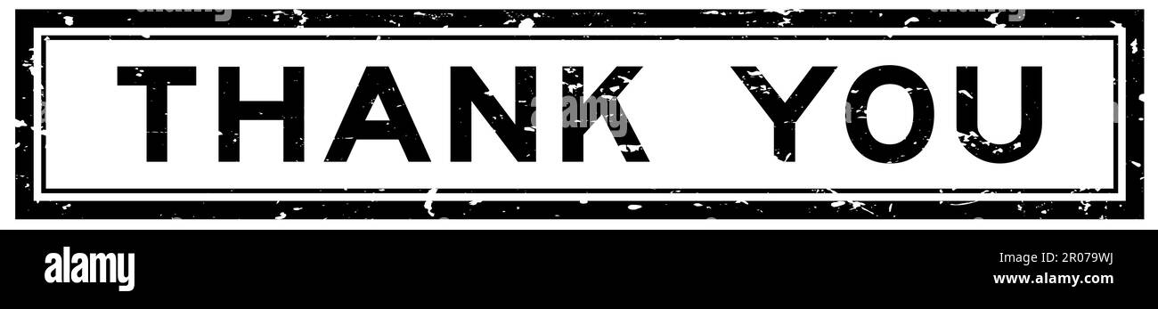 Grunge black thank you word square rubber seal stamp on whtie ...
