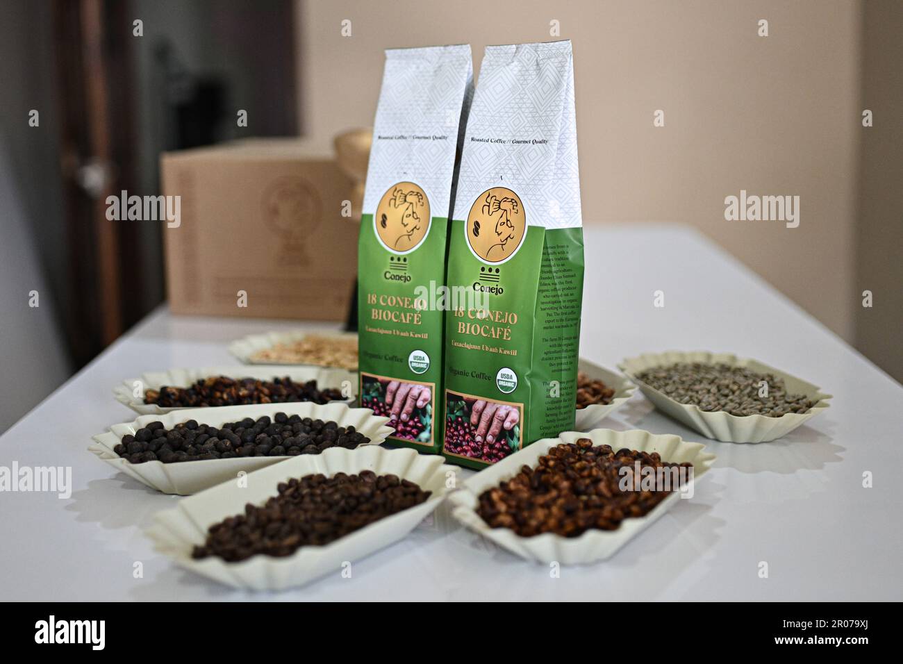 Marcala, Honduras. 6th May, 2023. This photo shows organic coffee beans ...