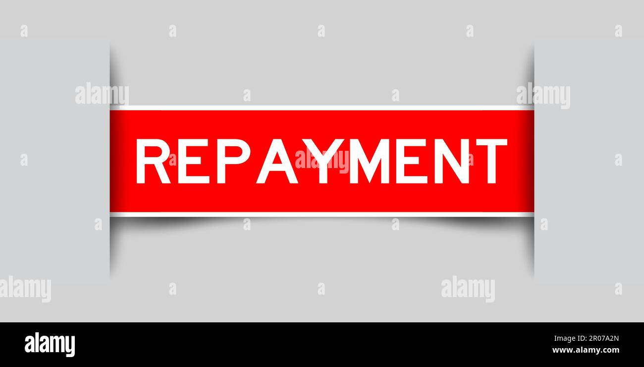 Red color square label sticker with word repayment that inserted in ...