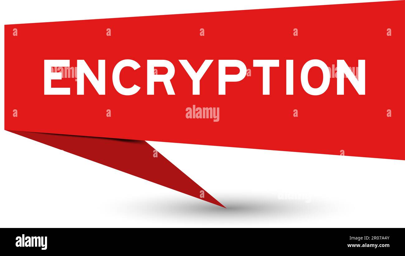 Red color speech banner with word encryption on white background Stock ...