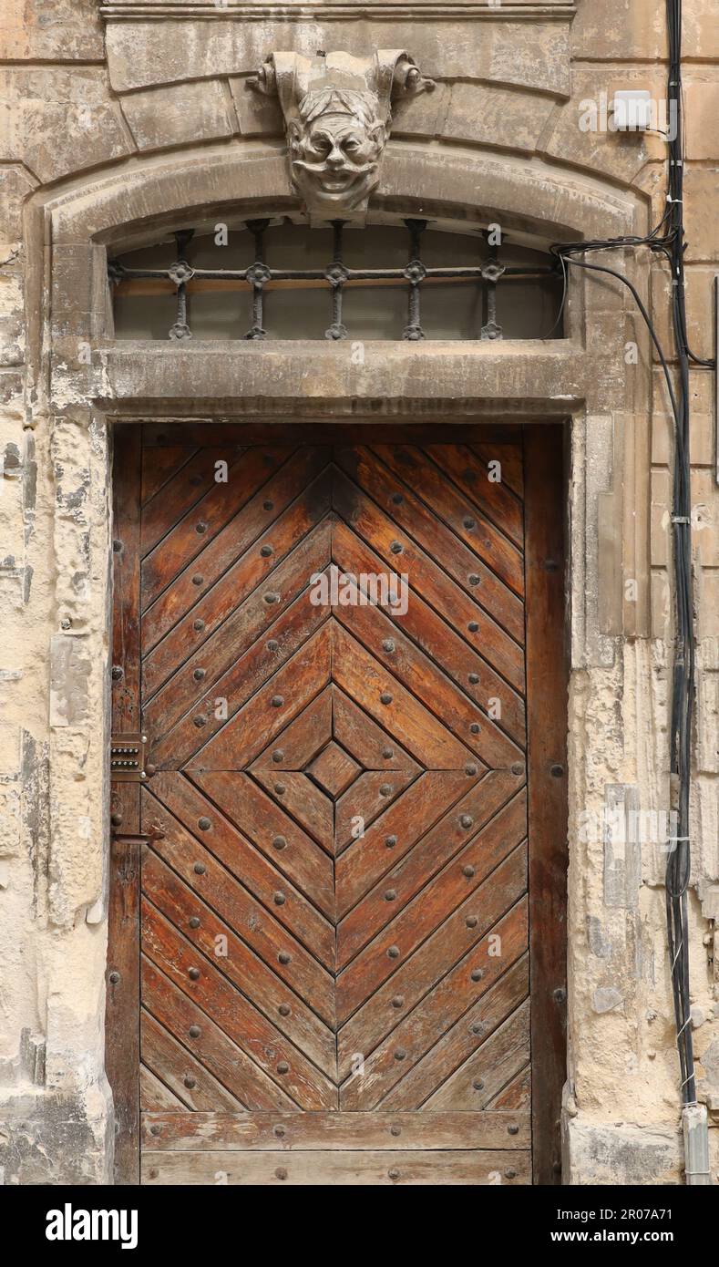 Old ancient wooden door texture in european medieval style. The ...