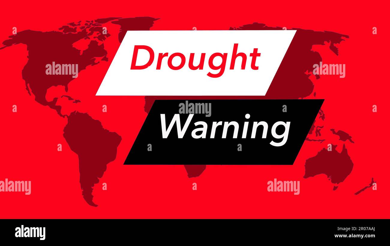 Drought Warning. A television weather banner or icon is seen with a map ...