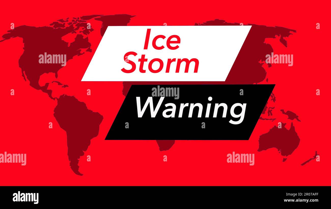 Ice storm warning. A television weather banner or icon is seen with a ...
