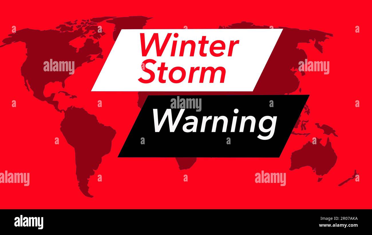 Winter storm warning. A television weather banner or icon is seen with ...