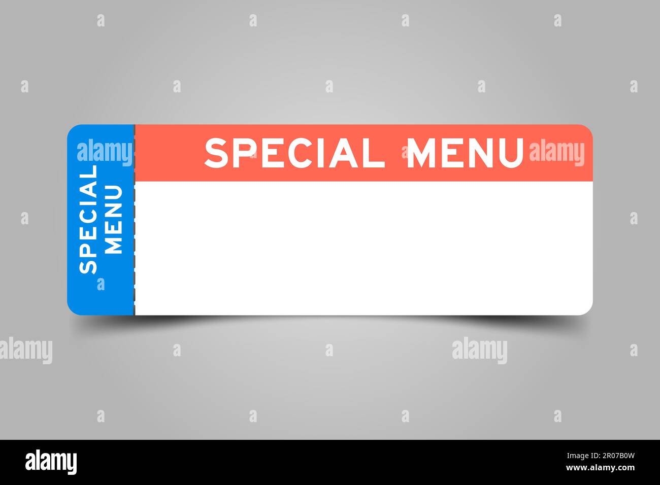 Blue and orange color ticket with word special menu and white copy ...
