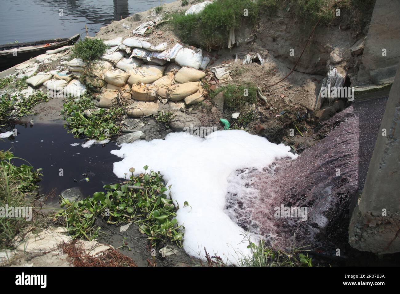 River pollution05-05-2023 dhaka bangladesh shitalakshya river is ...