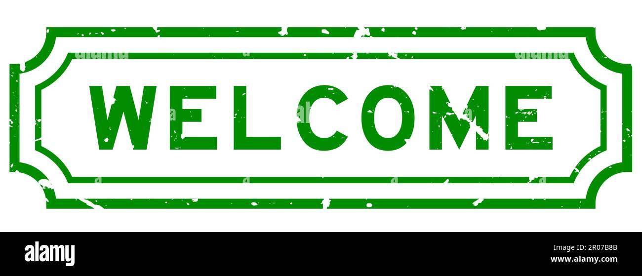 Grunge green welcome word rubber seal stamp on white background Stock ...
