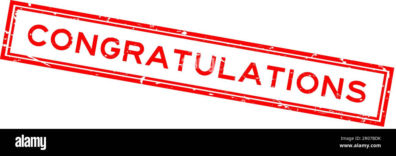 Grunge red congratulations word square rubber stamp in white background ...